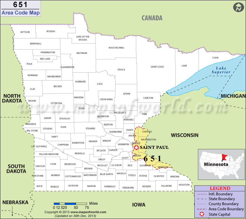 651 Area Code Map Where Is 651 Area Code In Minnesota
