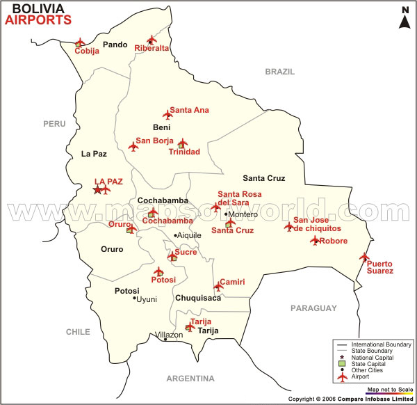Airports In Bolivia Bolivia Airports Map