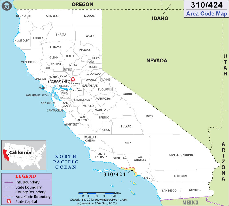 310 Area Code Map Where Is 310 Area Code In California