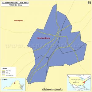 Harrisonburg city County Map, Virginia | MapsofWorld