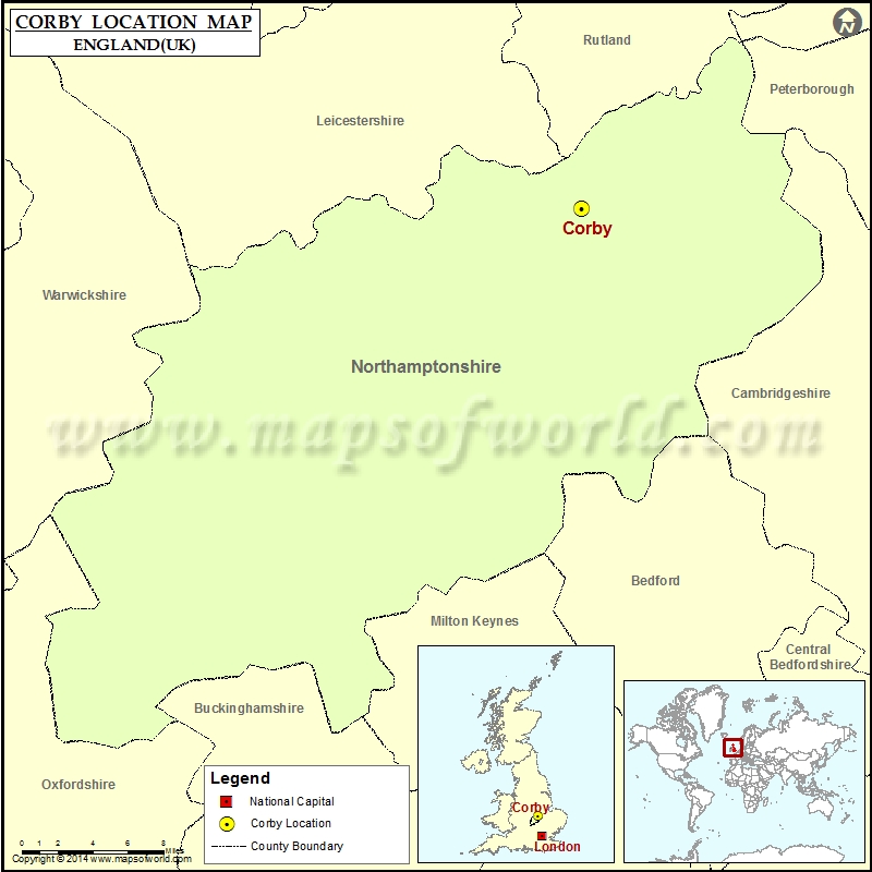 Where is Corby | Location of Corby in England Map